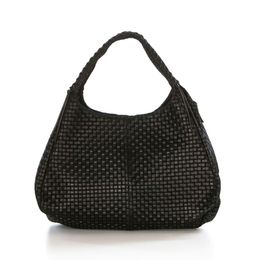 Lucca Baldi Leder-Schultertasche "Pitigliano" in Schwarz - (B)41 x (H)34 x (T)30 cm - 75% | Damen-taschen
