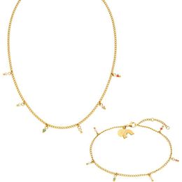 PURELEI Schmuckset »Schmuck Edelstahl Kette Fußkette Mahina Club Anuenue« (Set, 2 Stk. tlg.) mit Kunststoffperlen...