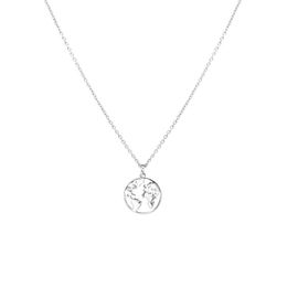 PURELEI Kette mit Anhänger »Schmuck Geschenk Worldmap Welt-Motiv« edelstahlfarben Einmal rund um die Welt mit dieser Halskette mit Welt-Anhänger