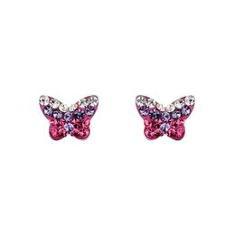 Amor Paar Ohrstecker »Schmetterling« mit Glasstein silberfarben-pink-violett + pink-violett Verspielte Schmetterling-Ohrstecker für Mädchen von...