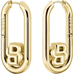BOSS Paar Creolen »DOUBLE B SWING« gelbgoldfarben BOSS Schmuck - Damenohrschmuck
