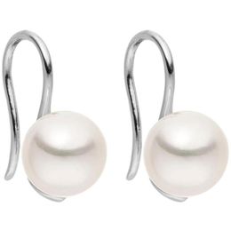 PURELEI Paar Ohrhaken »Schmuck Geschenk Pure Pearl Ohrringe« mit Muschelperle edelstahlfarben-weiß 8 mm Ohrringe mit Perlen