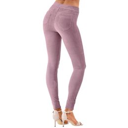 Lascana Leggings aus weichem Material in Cord-Optik, Loungewear rosa 36/38 - N-Gr N-Gr 36/38 Basic Cord-Leggings