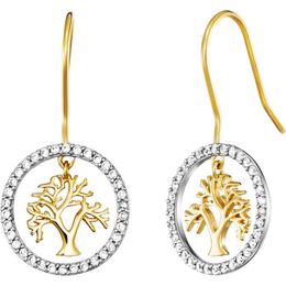 Engelsrufer Damen Paar Ohrhaken &raquo;Lebensbaum&laquo; Made in Germany - mit Zirkonia (synth.) gold