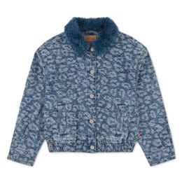 Jeansjacke LEVI'S KIDS, Jungen, Gr. 10 (140), blazing blau, Denim/Jeans, Obermaterial: 99% Baumwolle, 1% Elasthan, animal-print, regular fit normal, Manschette, Jacken, mit Animal-Muster
