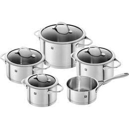Zwilling Topf-Set »Essence« Set, je 1 Kochtopf Ø 16/20/24 cm, 1 Bratentopf Ø 20 cm, 1 Stieltopf Ø 16 cm, 9 Stk. tlg. Edelstahl 18/10 silber