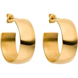 PURELEI Paar Ohrstecker »Schmuck Geschenk Glowing Ohrringe« gelbgoldfarben 21,5 mm Creolen zum Stecken in breitem Design - das absolute Essential...