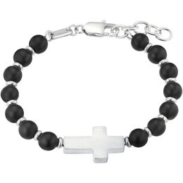 s.Oliver Armband »Kreuz« mit Achat edelstahlfarben-Schwarz + Schwarz 22 cm Beads Herren Armband von der Marke s.Oliver