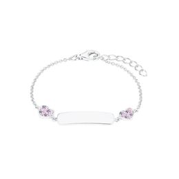 Prinzessin Lillifee Silberarmband »Plakette mit Herzen« mit Zirkonia (synth.) silberfarben-flieder-rosa + flieder-rosa 14 cm Süßer Armschmuck für...