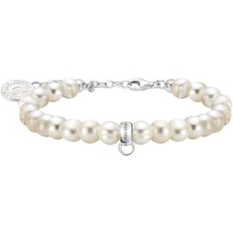 Thomas Sabo Charm-Armband »mit ovalen Perlen« mit Süßwasserzuchtperle silberfarben-weiß 19 Charm-Armband mit weißen, ovalen Perlen