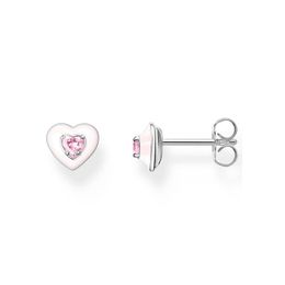 Thomas Sabo Paar Ohrstecker »Herz mit pinkem Stein« mit Glas-Keramik Stein silberfarben-pink + pink Pop Colours: Herz-Ohrstecker