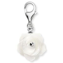 Engelsrufer Charm Blume »Rose« mit Perlmutt silberfarben-weiß Charm mit Rose in Perlmutt