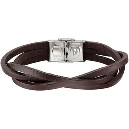 Bruno Banani Lederarmband »Schmuck« edelstahlfarben-braun 21 cm Trendiger Armschmuck mit Leder