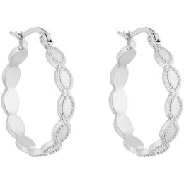 PURELEI Paar Creolen »Schmuck Geschenk Koko Ohrringe« edelstahlfarben 24 mm Die ovalen Details der Koko Creolen sind mit kleinen Metallkügelchen...