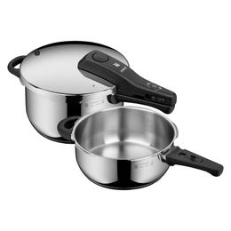 WMF Schnellkochtopf »Perfect One Pot, Dampfkochtopf Induktion 4, 5l + 3l, großes Kochsignal« Set, 1x Schnellkochtopf 4, 5 I mit Deckel und 1x...
