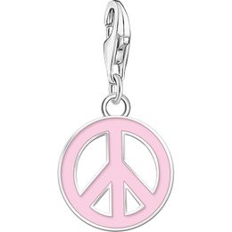 Thomas Sabo Charm-Einhänger »Charm Peace-Zeichen Emaille Pink« silberfarben Charm Peace-Zeichen Emaille Pink