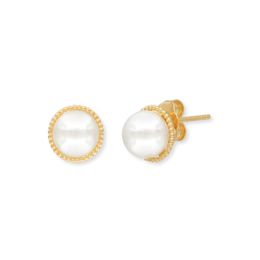 Engelsrufer Paar Ohrstecker &raquo;The glory of pearls&laquo; mit Muschelkernperle gelbgoldfarben-wei&szlig; 8 mm Diese Ohrringe mit Muschelkernperlen strahlen wie...
