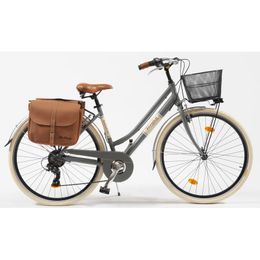 VENICE - I love Italy Cityrad &raquo;Citybike 605 Alu Lady&laquo; 6 Gang Kettenschaltung f&uuml;r Damen, Kettenschaltung grau Cityrad