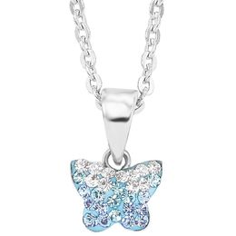 Amor Kette mit Anhänger »Schmetterling« mit Preciosa Crystal silberfarben-türkis-kristallweiß-blau Süßer Halsschmuck für kleine Heldinnen