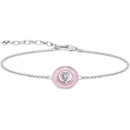 Thomas Sabo Armband »Anhänger rosa und Zirkonia in Herzform« mit Zirkonia (synth.) silberfarben-pink + weiß 19 Armband mit Anhänger rosa und...