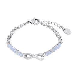 s.Oliver Armband »Infinity/Unendlichkeitsschleife« mit Glasstein edelstahlfarben-blau + blau 16 cm Mehrreihiges Armband mit...