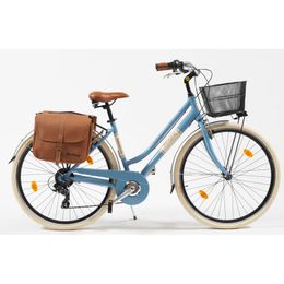 VENICE - I love Italy Cityrad &raquo;Citybike 605 Alu Lady&laquo; 6 Gang Kettenschaltung f&uuml;r Damen, Kettenschaltung blau Cityrad