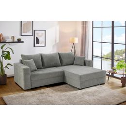Jockenhöfer JOCKENHÖFER GRUPPE Ecksofa »Elmau XL L-Form, B: 261cm« mit Bettfunktion, Bettkasten & 2 Zierkissen grau