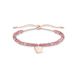 Thomas Sabo Armband »Herz« mit Rosenquarz oder Jaspis roségoldfarben-pink + pink 20 Textilarmband rosa Perlen mit Herz