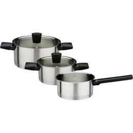 GSW Topf-Set »Novero« Set, 1 Kochtopf 16 x H 8, 0 cm, 1 Kochtopf 20 x H 10 cm, 1 Kasserolle 16 cm, 5 Stk. tlg. Edelstahl 18/8 silber