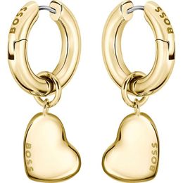 BOSS Paar Creolen »HONEY LOVE« Einhänger abnehmbar gelbgoldfarben-edelstahlfarben 20 mm BOSS Schmuck - Damenohrschmuck mit abnehmbaren Herz-Einhängern