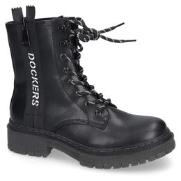 Dockers by Gerli Schnürstiefel Biker Boots, Plateau Stiefel mit modischem Textilband schwarz 40 40 Schnürstiefel mit coolem Außenreißverschluss und...