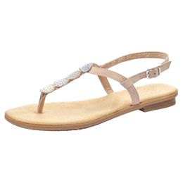 Rieker Riemchensandale, Sommerschuh, Sandalette, Blockabsatz, mit Schmucksteinverzierung altrosa 36 36 Mit verstellbarem Riemchen