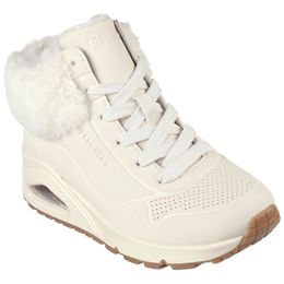 Winterboots Skechers "ESS - STREET GIRLS", Mädchen, Gr. 29, beige (natur), Lederimitat, Fellimitat, Schuhe, Schnürstiefel mit Skech-Air-Zwischensohle mit Luftkissendämpfung