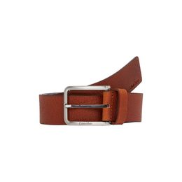 Calvin Klein Lederg&uuml;rtel &raquo;WARMTH PB 35MM&laquo; Logodruck, Einfachdornschlie&szlig;e Dark Tan
