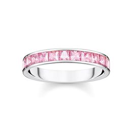 Thomas Sabo Fingerring &raquo;Steine Pav&eacute;&laquo; mit Zirkonia (synth.) silberfarben-pink 58 Zeitlose Eleganz: funkelnder Bandring