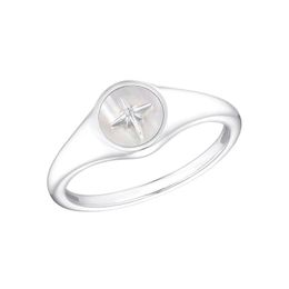 s.Oliver Silberring &raquo;Polarstern&laquo; mit Zirkonia (synth.) - mit Perlmutt silberfarben-kristallwei&szlig;-perlmuttfarben 56 Damen Ring mit 3D Polarstern von...