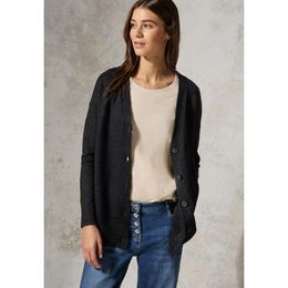 Cecil Cardigan mit Rippb&uuml;ndchen black melange XS (36) XS (36) Cardigan von Cecil
