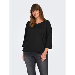 Only Carmakoma Damen Only CARMAKOMA 3/4-Arm-Shirt &raquo;CARCARLINNE V-NECK 3/4 TOP JRS BF&laquo; schwarz L