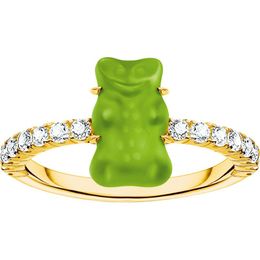 Thomas Sabo Fingerring »x HARIBO Schmuck: Ring mit Goldbär« mit Kristallglas, Zirkonia (synth.) gelbgoldfarben-grün-kristallweiß 54 Thomas Sabo x...