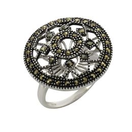 ZEEme Fingerring »925/- Sterling Silber Markasit« schwarz 060 (19,1) Sehr edles Erscheinungsbild