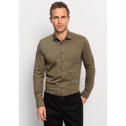 OLYMP Businesshemd »Level Five body fit Jerseyshirt« in Jersey Qualität schlamm 46 - N-Gr N-Gr 46 Langarmhemd für kühle Tage