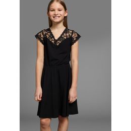 Kidsworld Jerseykleid »Viskose-Kleid mit Spitze« Schöne Spitzen-Ausschitt schwarz 128/134 - N-Gr N-Gr 128/134 Weich fließendes Viskose-Kleid mit...