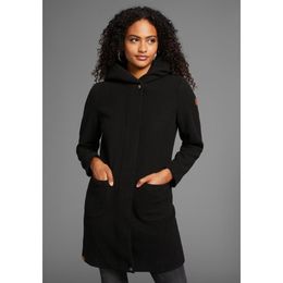 Kangaroos Damen Kangaroos Kurzmantel mit gro&szlig;er Kapuze und mit Fleece gef&uuml;ttert schwarz 34