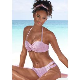 s.Oliver Bügel-Bandeau-Bikini in getwisteter Optik rosé-weiß 34 - Cup D Cup D 34 Maritimes Streifendesign