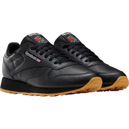 Sneaker Reebok CLASSIC "CLASSIC LEATHER", Damen, Gr. 40, schwarz (schwarz, gum), Leder, Schuhe Sneaker