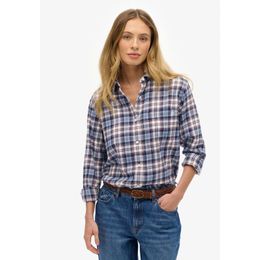 Superdry Karobluse »CHECK FLANNEL BOYFRIEND SHIRT« Blue/Red Check S S Flanellhemd von Superdry