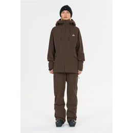 Skijacke SOS "Kula", Damen, Gr. XS, dunkelbraun, 84% Polyamid, 16% Elasthan, unifarben, normal, ohne Ausschnitt, Jacken Skijacke, mit wasserdichter Membran