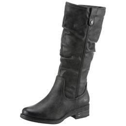 Mustang Shoes Winterstiefel, Langschaftstiefel, Blockabsatz, mit Raffungen am slouchy Schaft dunkelgrau 42 42 Schicker Langschaftstiefel mit ca. 33...