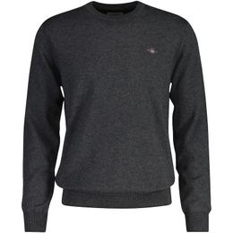 Gant Rundhalspullover »CTN/WO C-NECK« mit Logostickerei Grey S S Pullover von Gant
