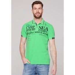 CAMP DAVID Poloshirt mit Logo-Applikationen electric green L L Poloshirt von CAMP DAVID